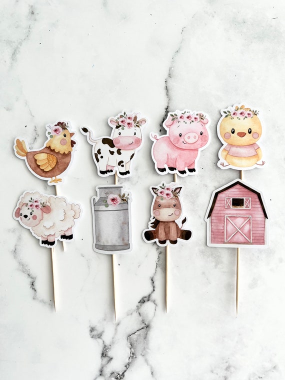 1 Dz Farm Animals Cupcake Picks-party Decorations Farm Animal - Etsy