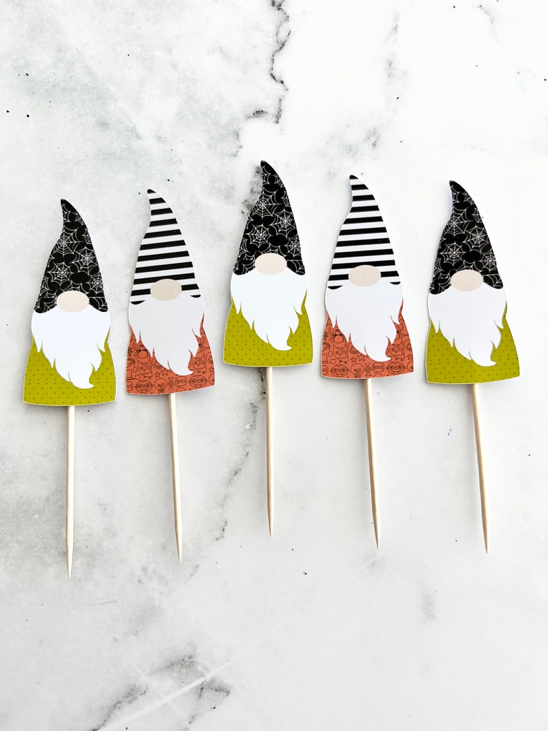 1 Dozen Spooky Gnome Cupcake Picks- First Birthday, Party Decorations ...