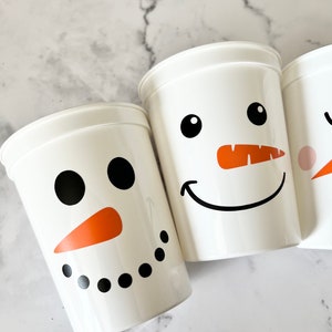Snowman Party Cups Stadium Cups 16oz Reusable Christmas Party Favors ...