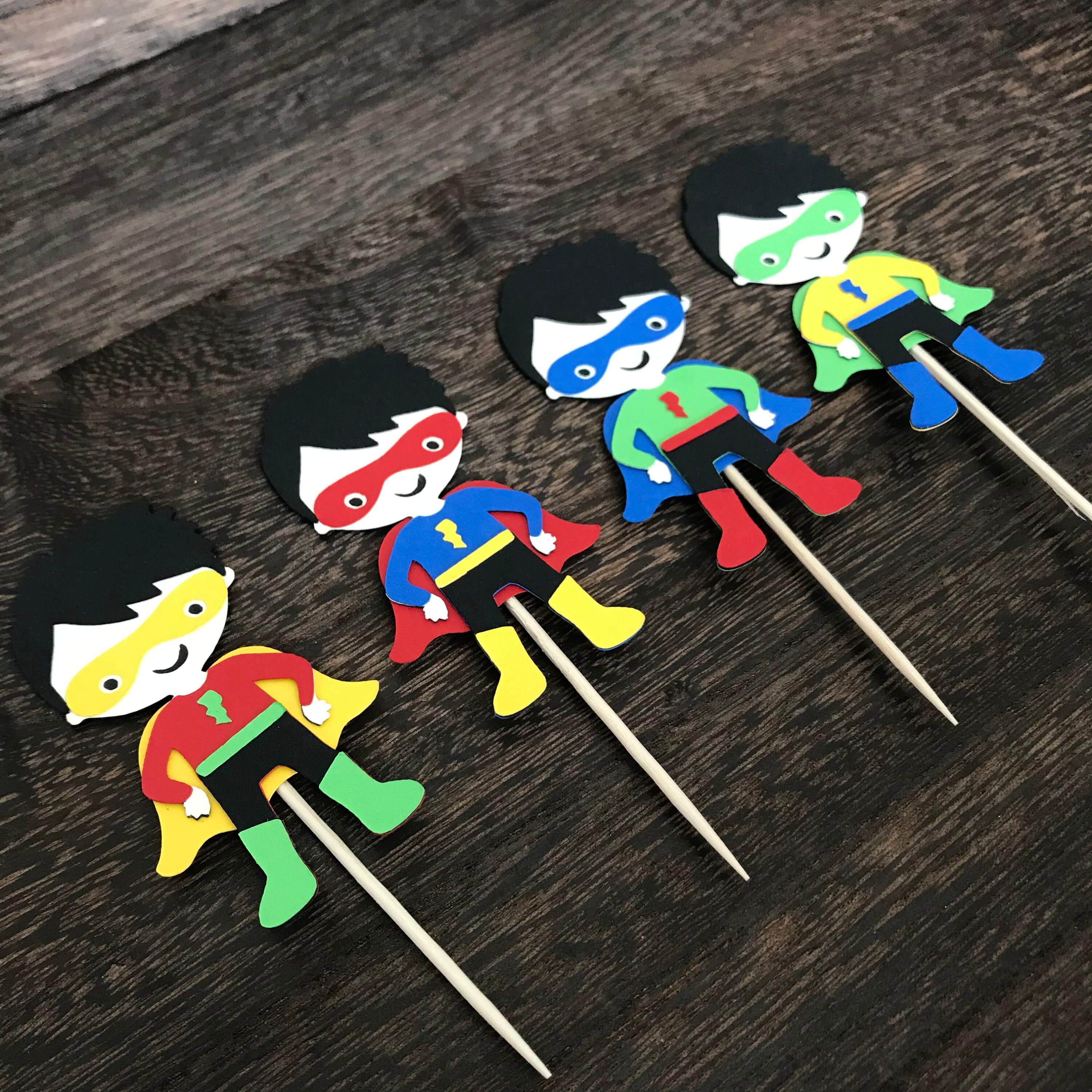1 Dozen Superhero Cupcake Picks- First Birthday, Party Decorations - Etsy