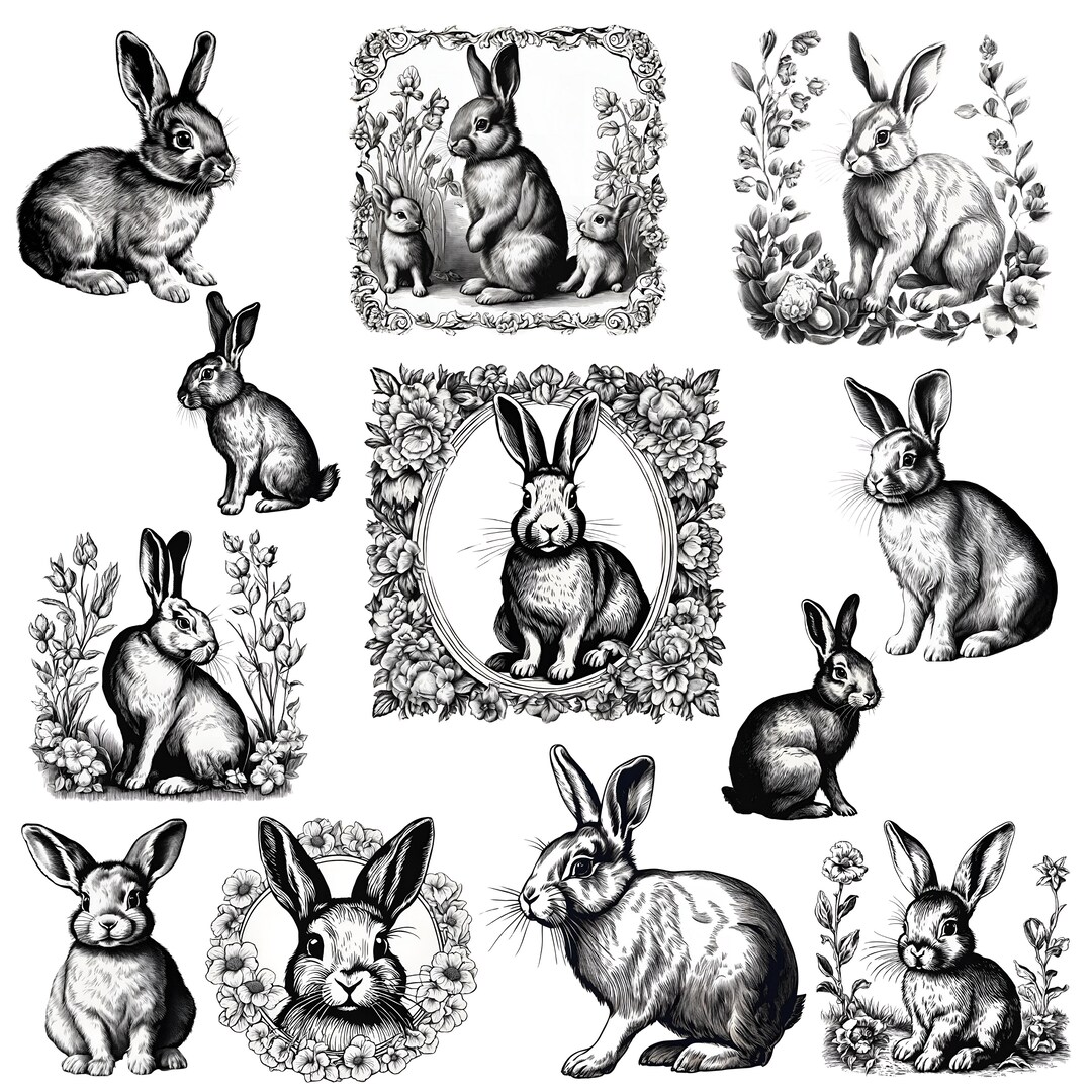 12 Rabbit PNG- Digital Download Scrapbooking - Etsy