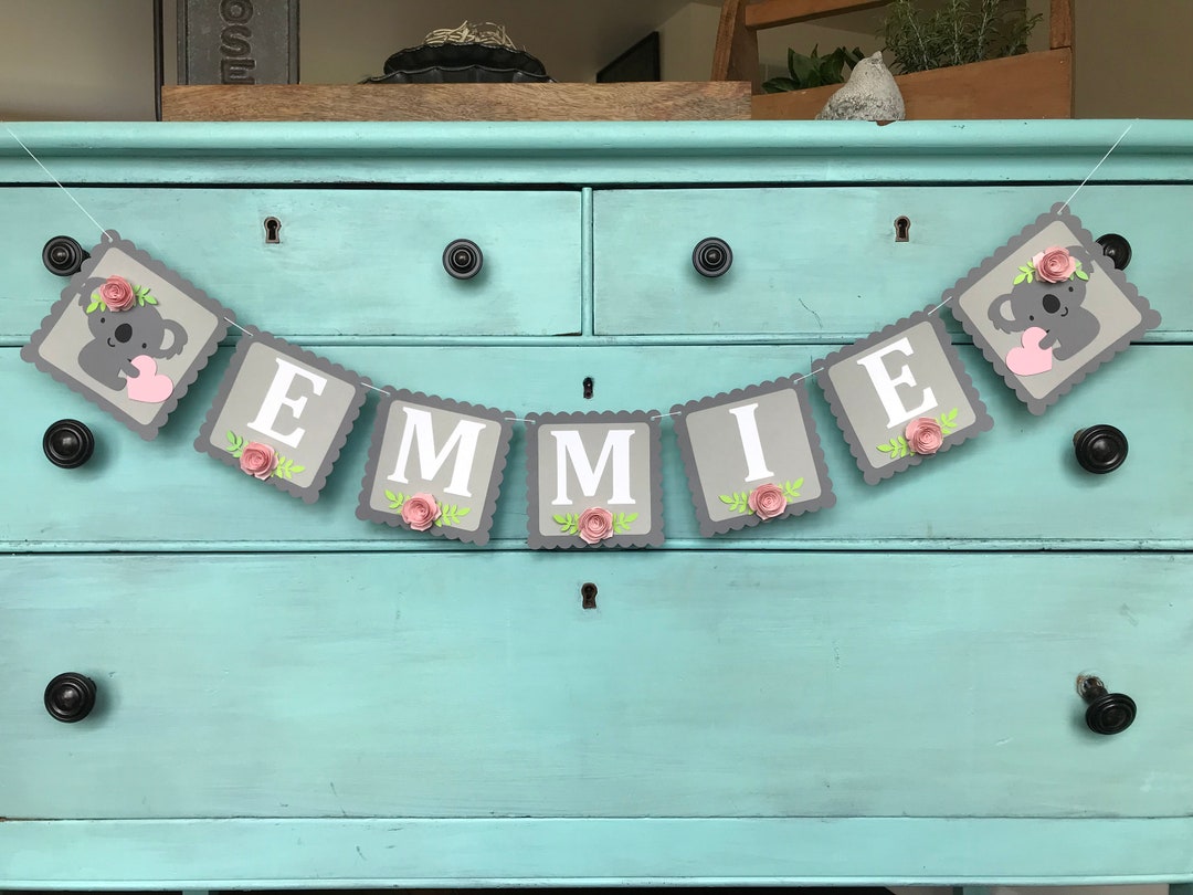 Koala Name Banner- First Birthday, Photo Prop - Etsy