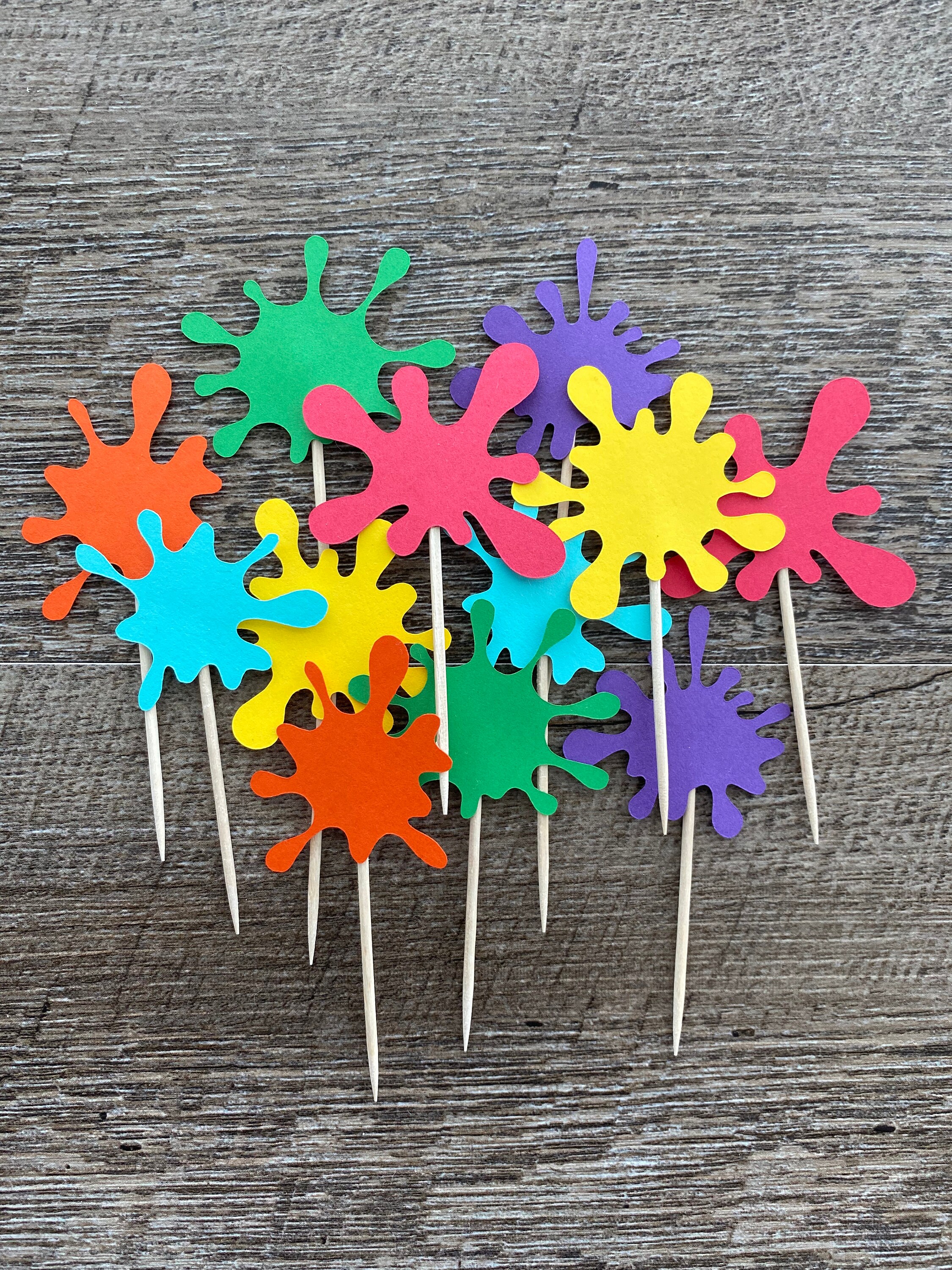 1 Dozen Paint Splat Cupcake Picks - Etsy