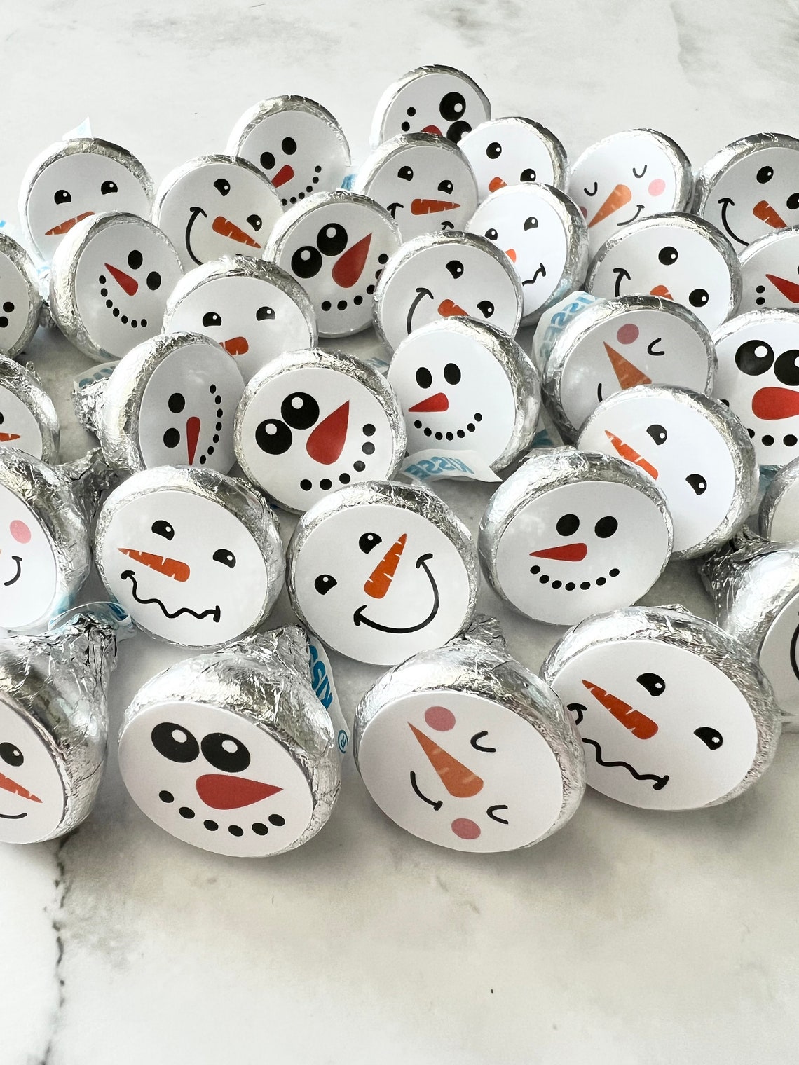 140 Snowman DIY Stickers for Hershey Kisses Party Favors Snowman Candy ...
