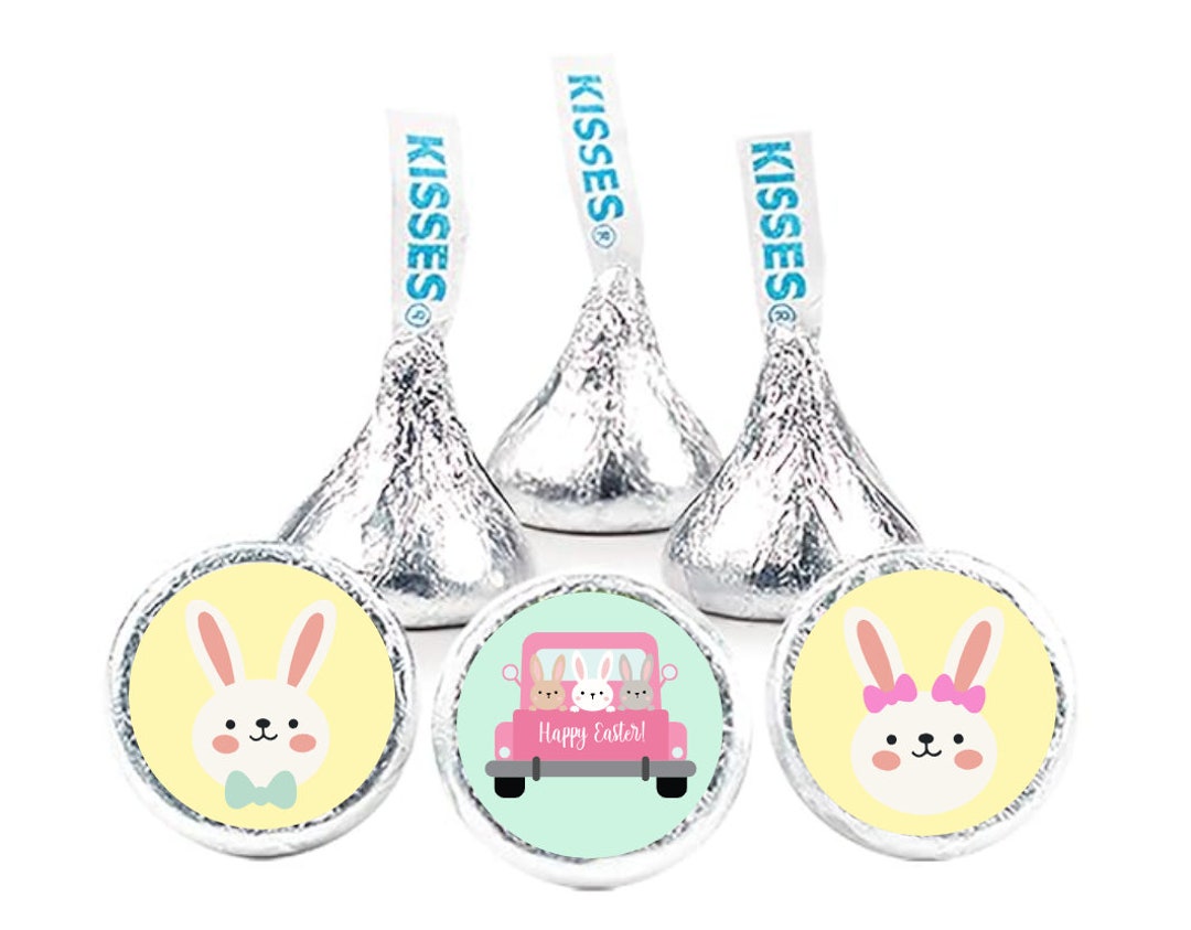140 Easter Stickers for Hershey Kisses Party Favors Easter Bunny Candy ...
