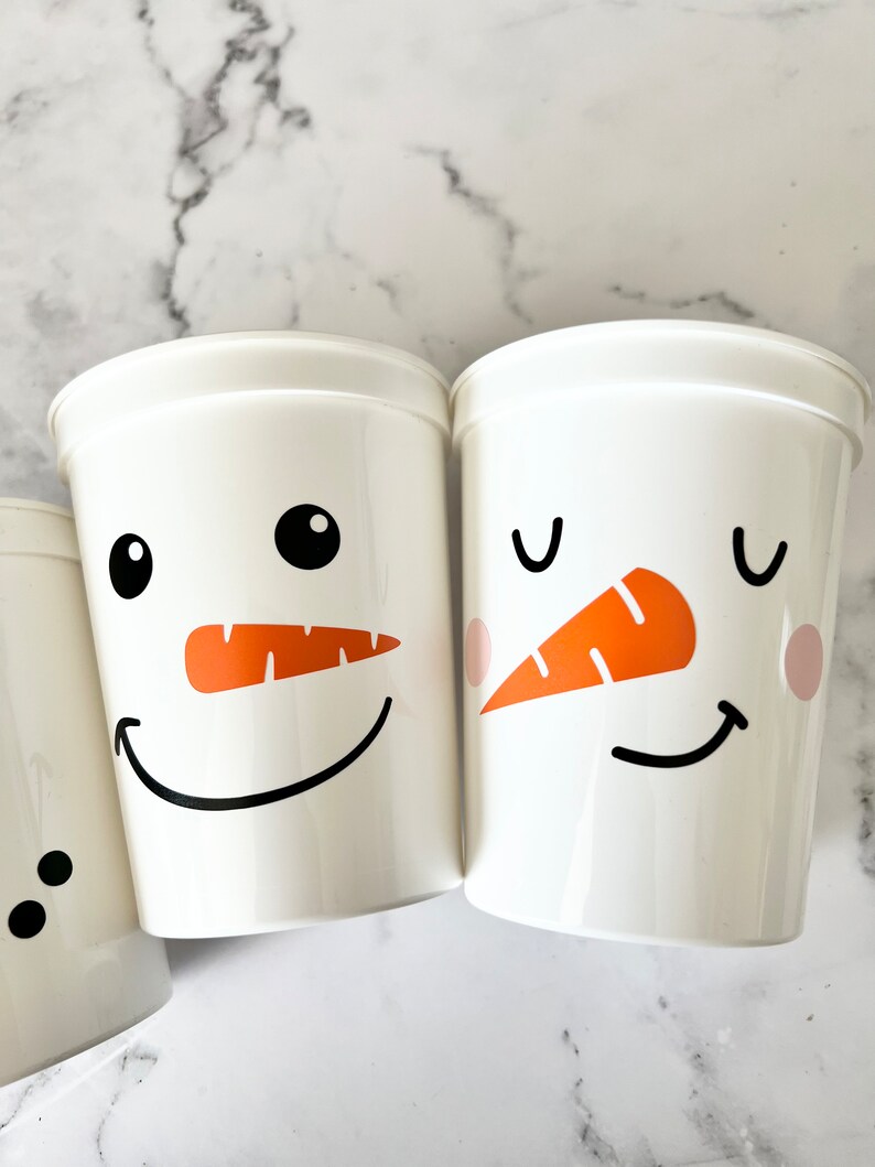 Snowman Party Cups Stadium Cups 16oz Reusable Christmas Party - Etsy