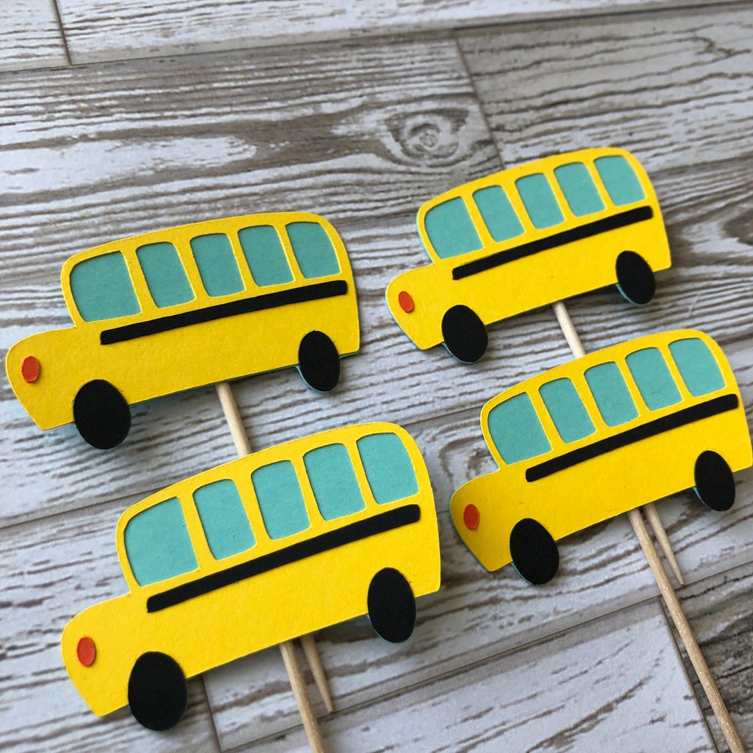 1 Dozen School Bus Cupcake Picks- Party Decorations - Etsy