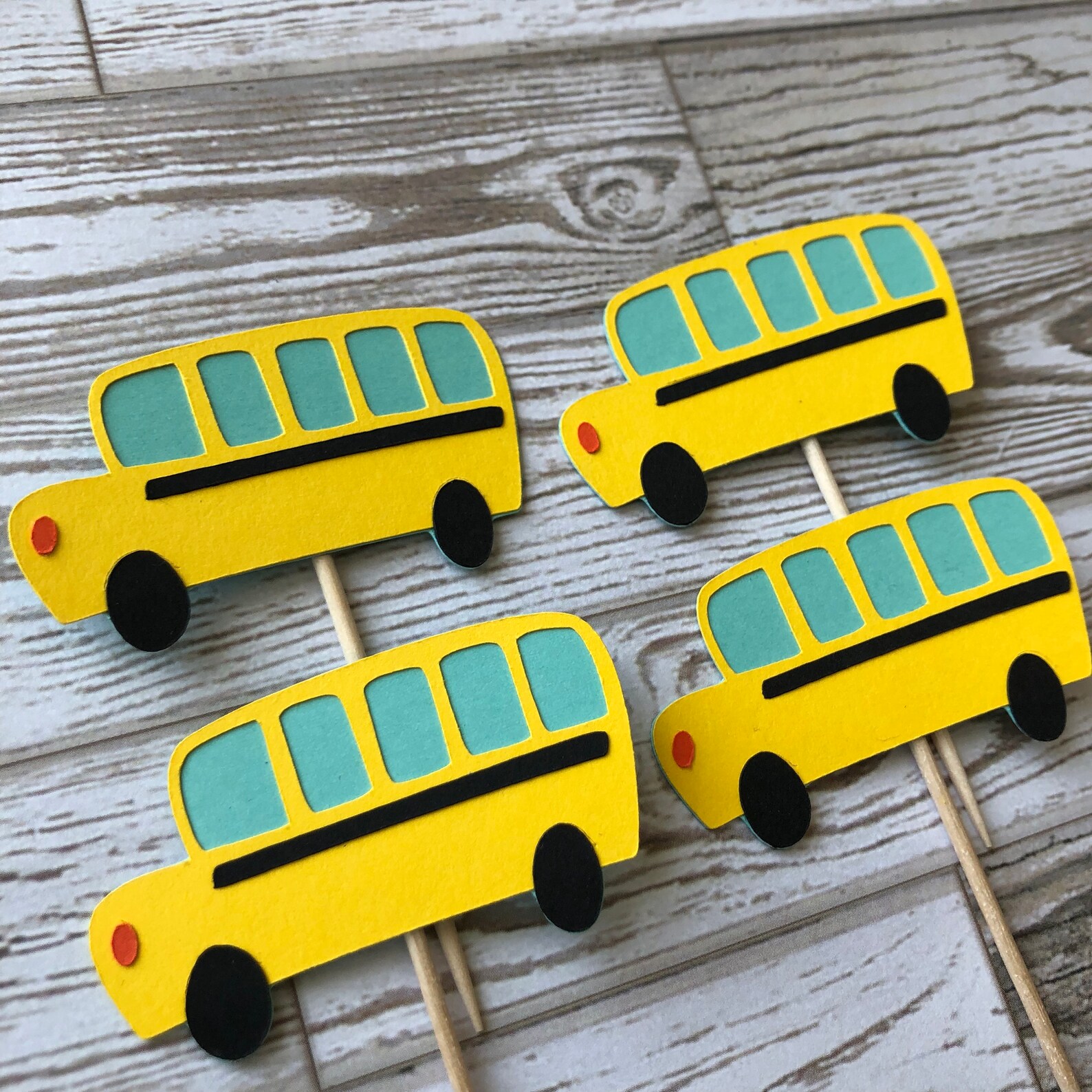1 Dozen School Bus Cupcake Picks Party Decorations | Etsy