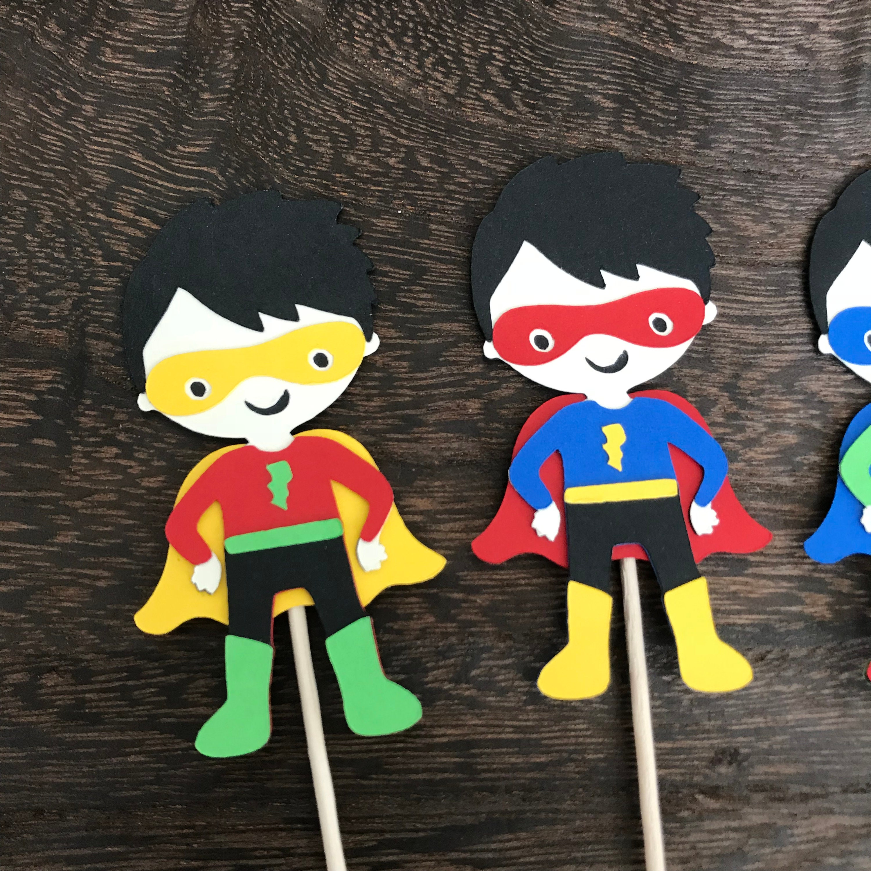 1 Dozen Superhero Cupcake Picks- First Birthday, Party Decorations - Etsy