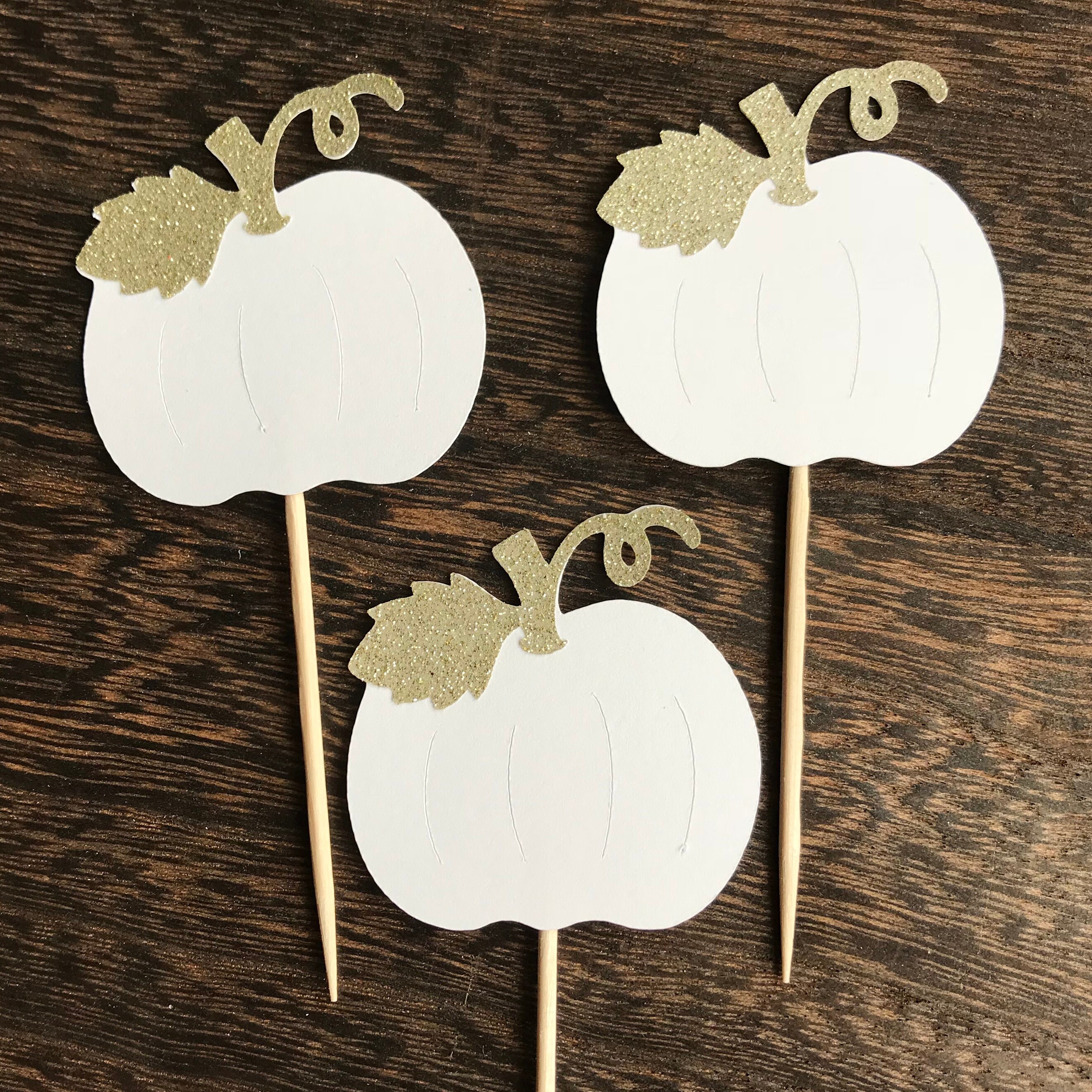 1 Dozen White Pumpkin Cupcake Picks First Birthday Party | Etsy