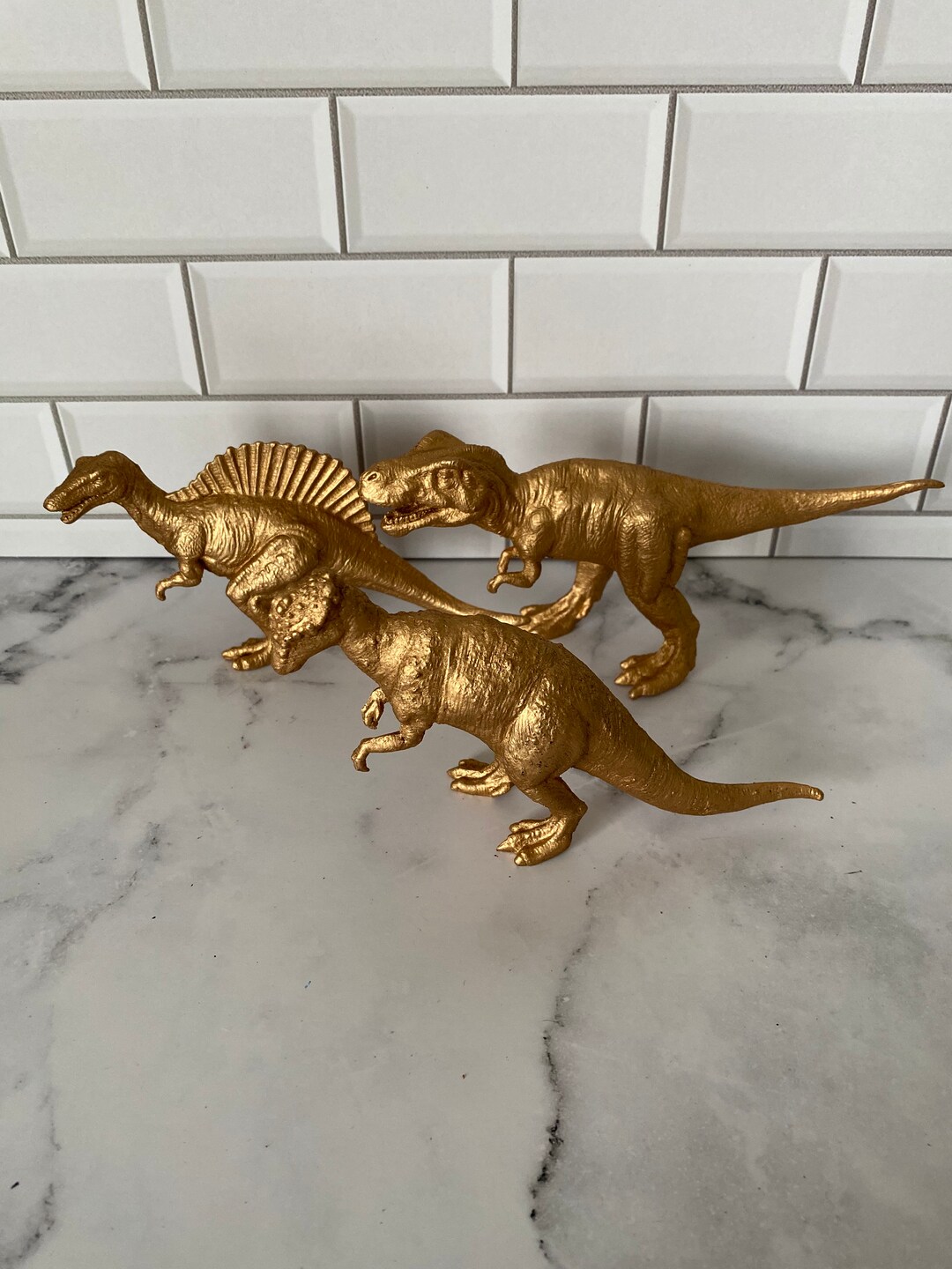 Set of Antique Gold Dinosaurs - Etsy