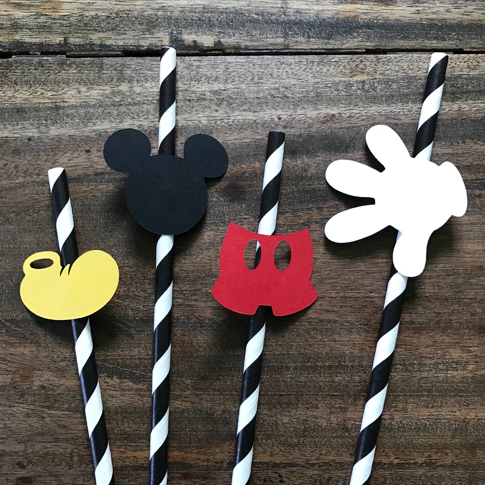 1 Dz Mickey Mouse Paper Straws- Babyshower, Birthday, Party Decor - Etsy