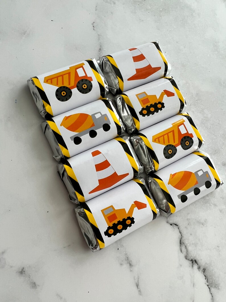 24 Pcs Construction Candy Wrapper Stickers Party Favor - Etsy