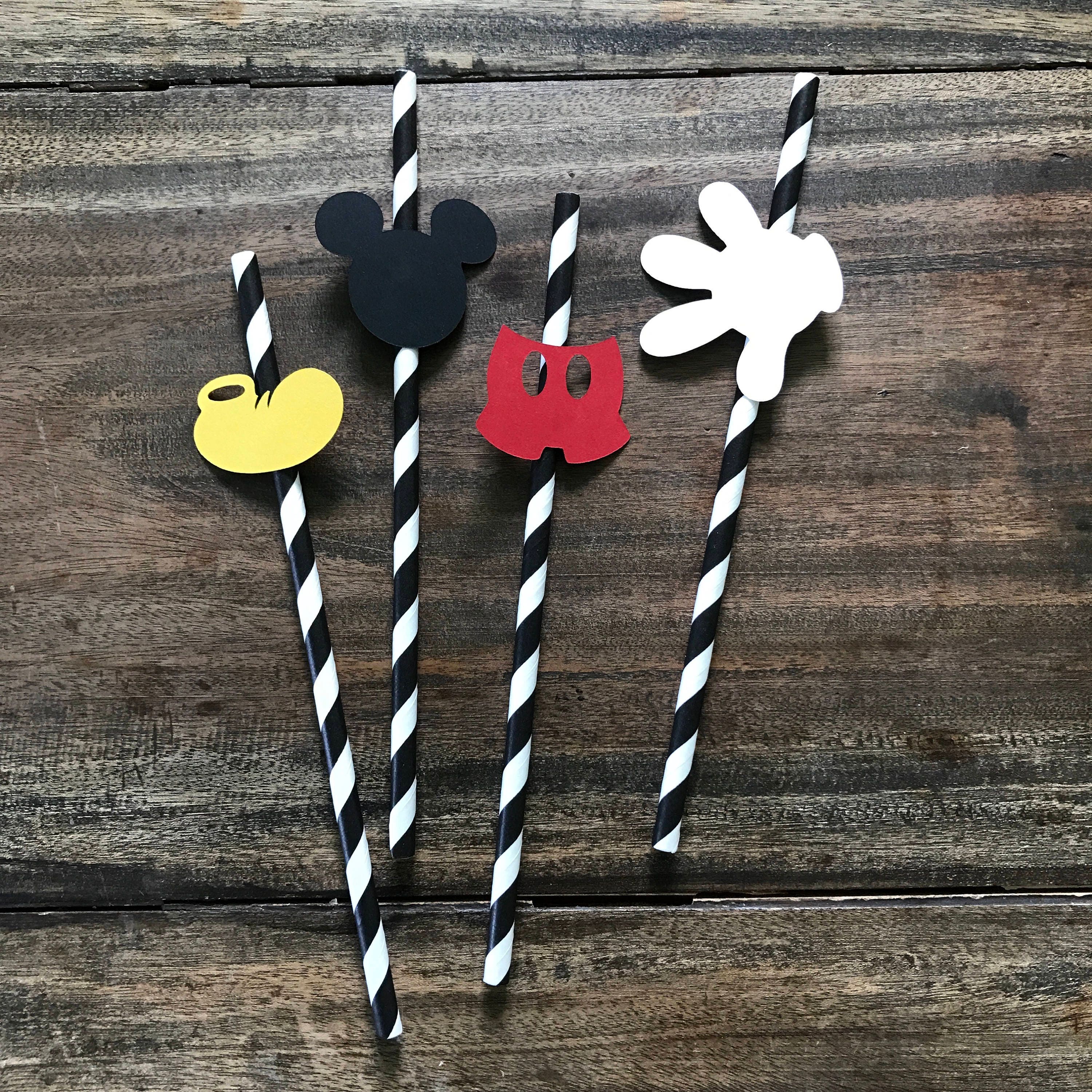 1 Dz Mickey Mouse Paper Straws- Babyshower, Birthday, Party Decor - Etsy
