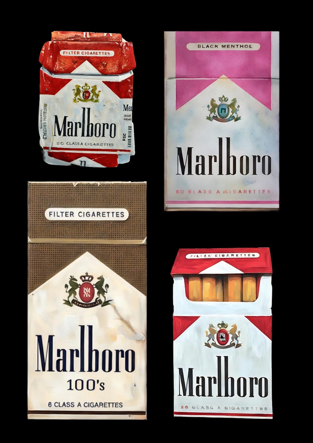 A4 Prints of Marlboro Cigarette Packages. Retro Art, Vintage Designs ...
