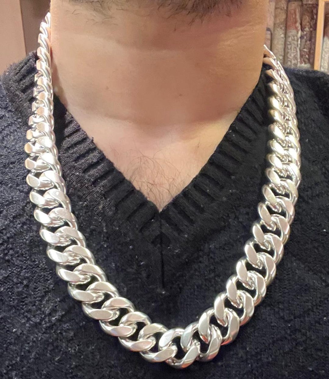28mm Cuban Link Chain in 925 Sterling Silver Handmade 16 Inch to 30 ...