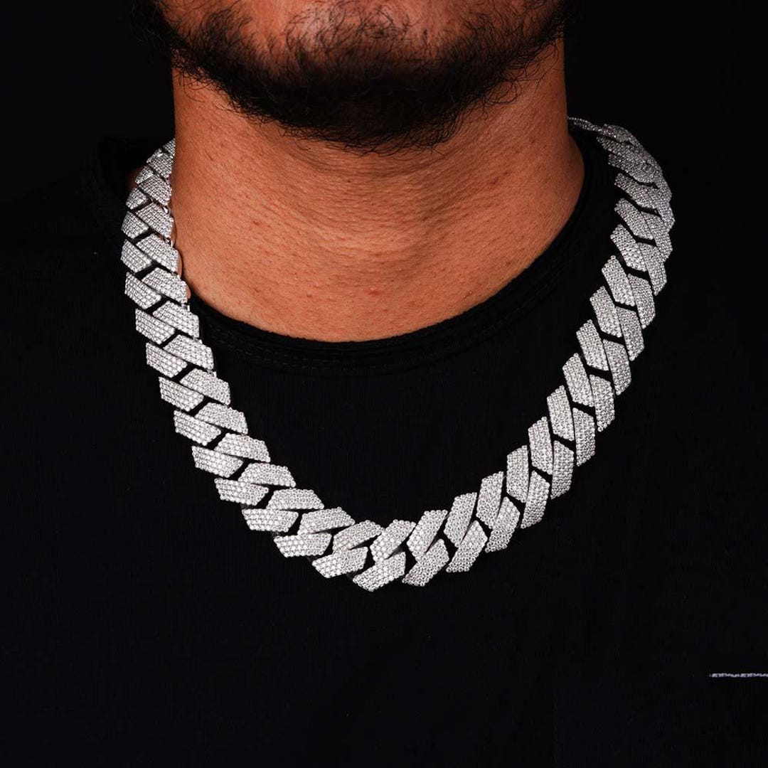 20mm Cuban Link Chain Custom Clasp in 925 Sterling Silver 20 Inch 14k ...