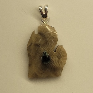 Hand Carved Michigan Shape, Out of Michigan State Stone Petoskey ...