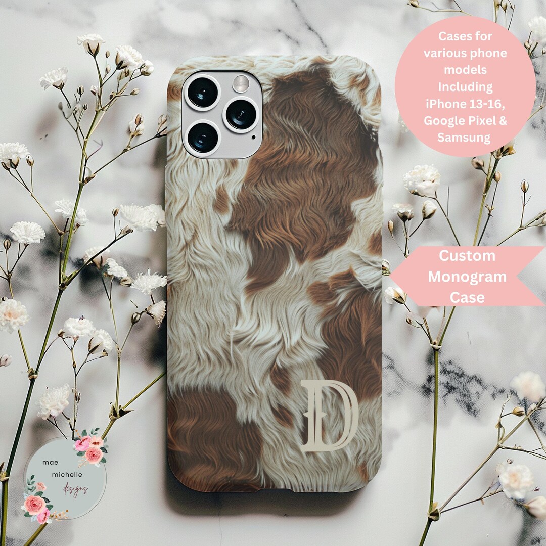 Cowhide Western Initial Tough Case, Personalized Phone Cover, Custom ...
