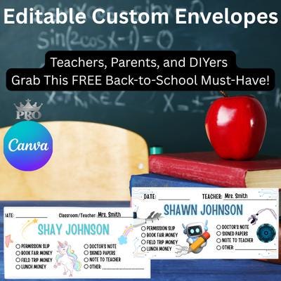 Editable School Envelope Template Bundle – 14 Designs for Boys & Girls ...