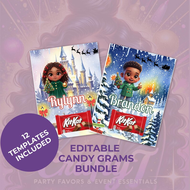 Editable Christmas Candy Gram Templates • Holiday Candy Gram Printable ...