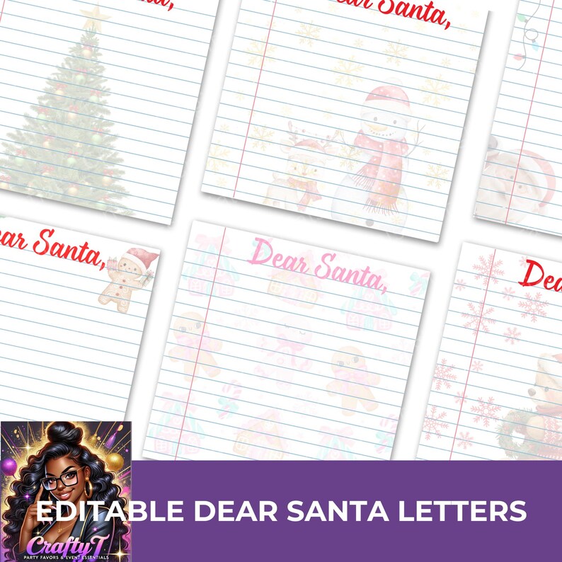 Dear Santa Letter Template Set, Kids Christmas Letter Printable ...