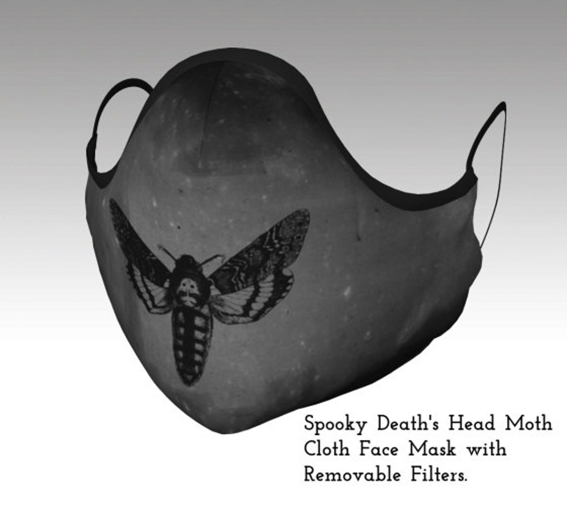 Cloth Face Mask Death's Head Moth Goth Spooky - Etsy