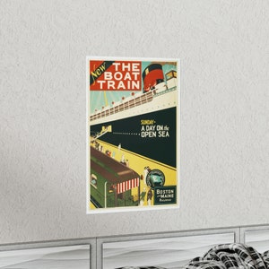 Art Deco Travel Poster the Boat Train Boston and Maine Railroad Premium ...