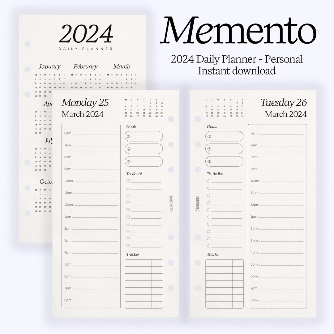 2024 Daily Planner Printable Insert | Personal Size | 2024 Minimalist ...