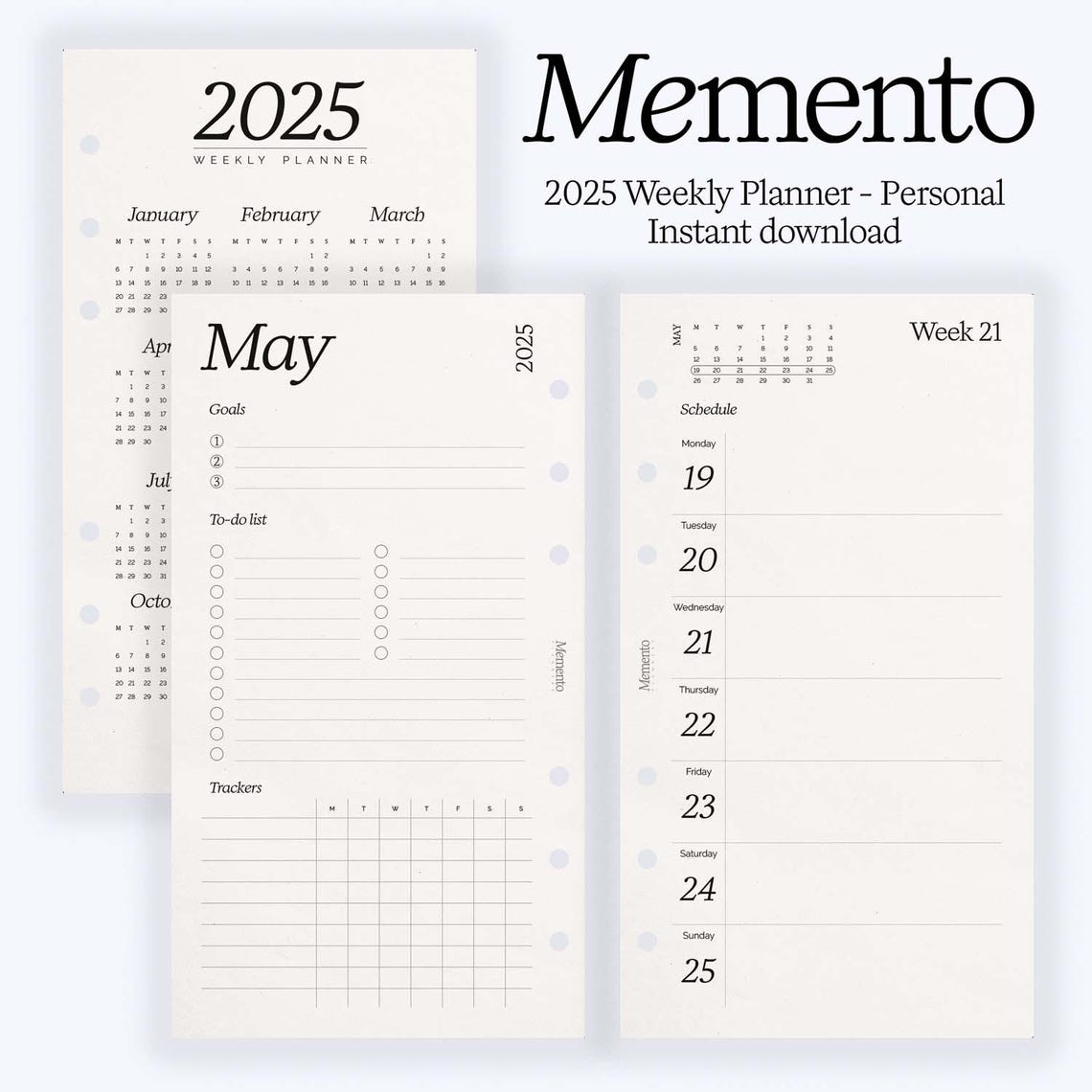 2025 Weekly Planner Printable Insert Personal Size 2025 Minimalist ...