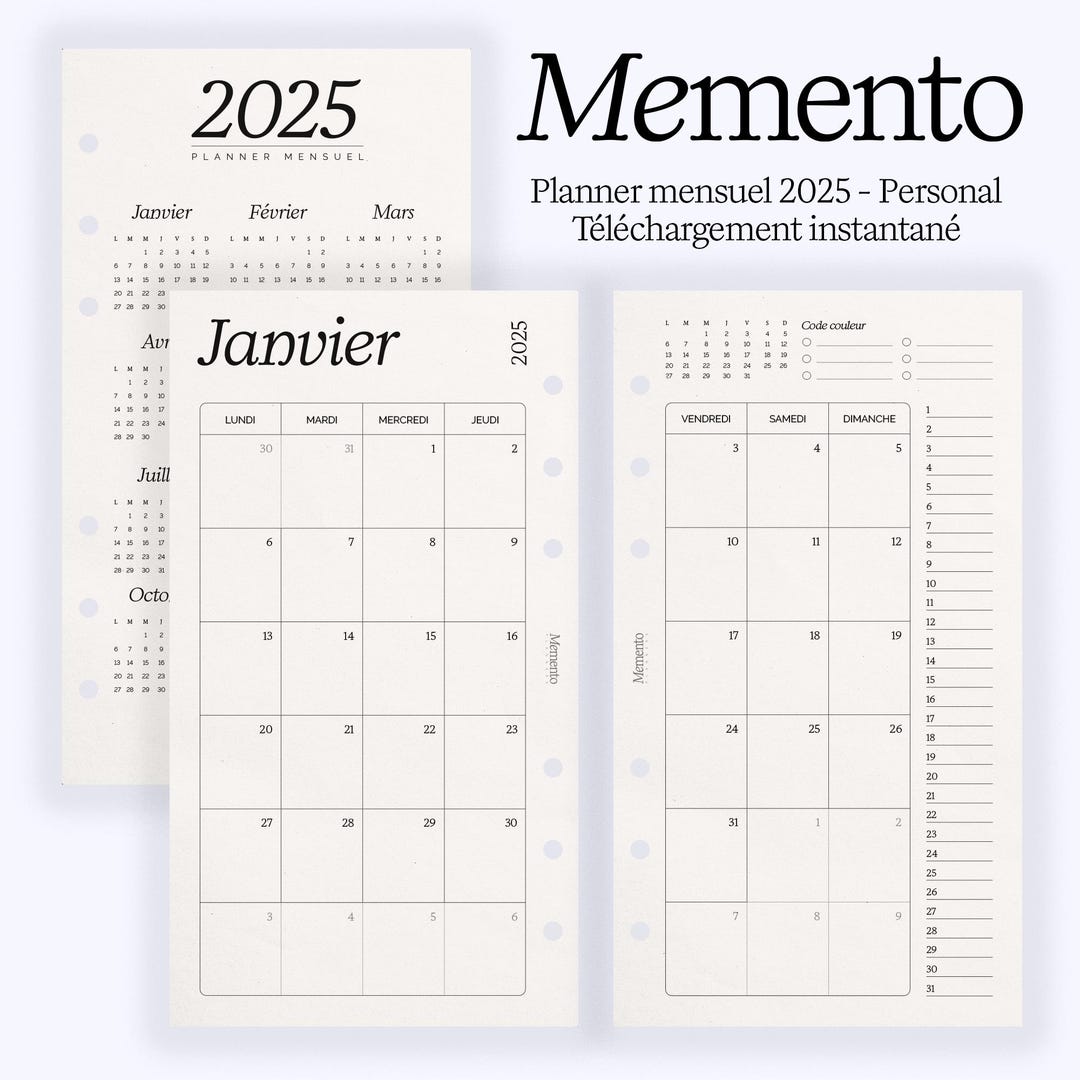 Simple and Minimalist 2025 Calendar to Print I Personal Size Planner ...