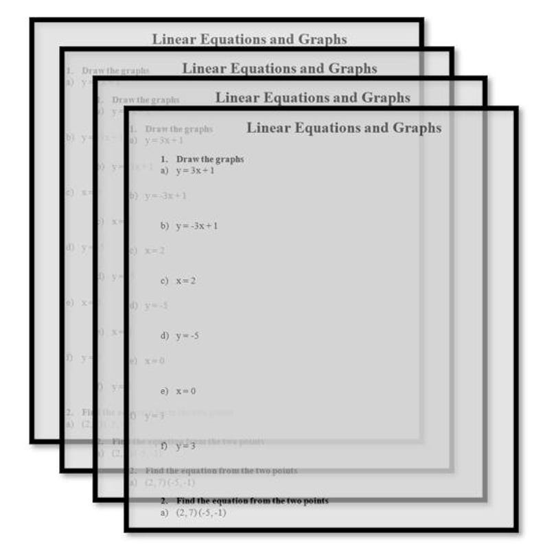 Finding Linear Equations and Drawing Linear Graphs Worksheet - Etsy