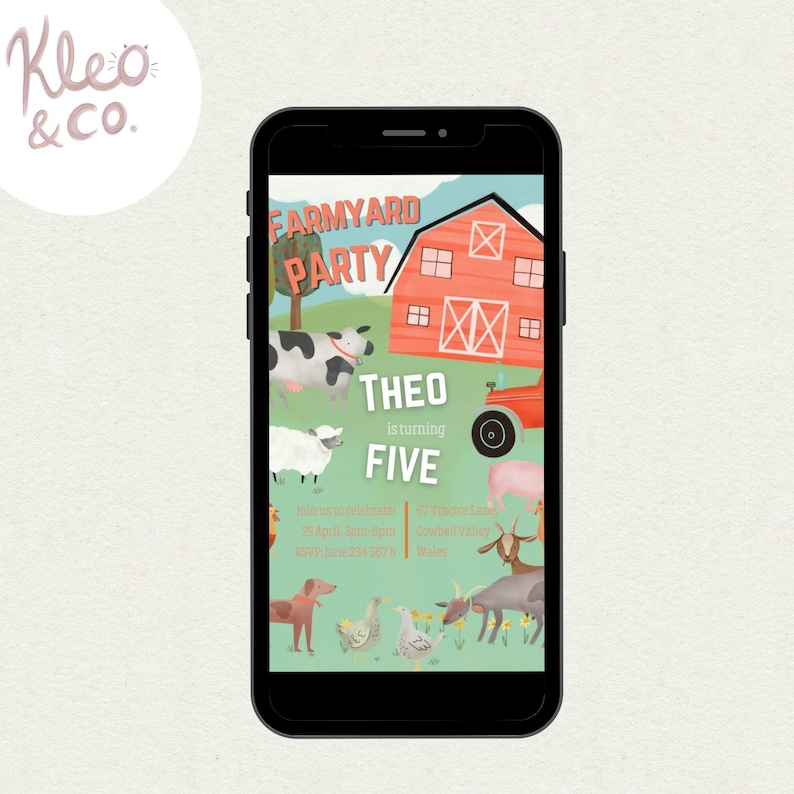 Editable Farmyard Canva Template Customized Birthday Invitation ...