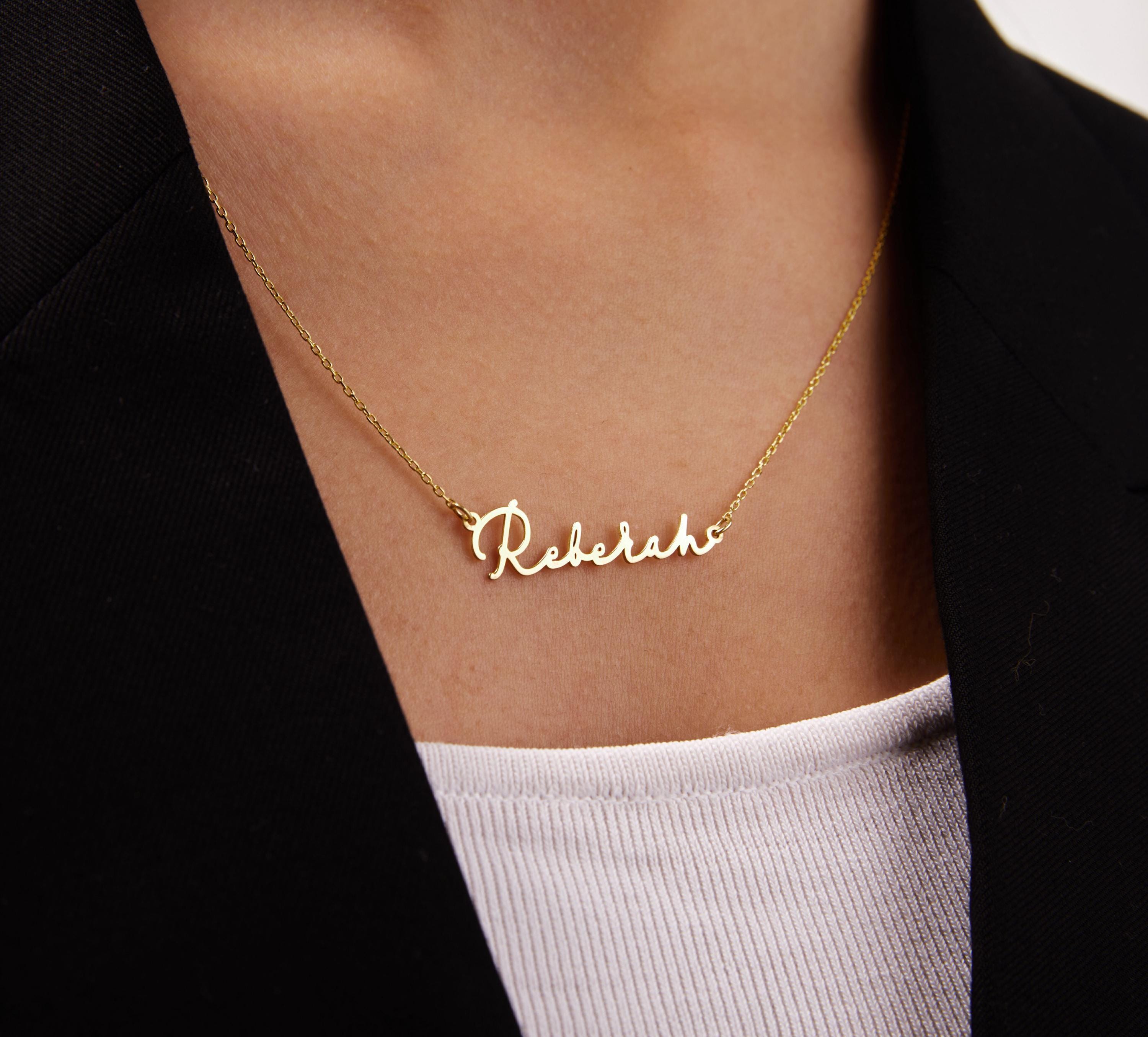 14K Solid Gold Name Necklace, Personalized Jewelry, Custom Name ...