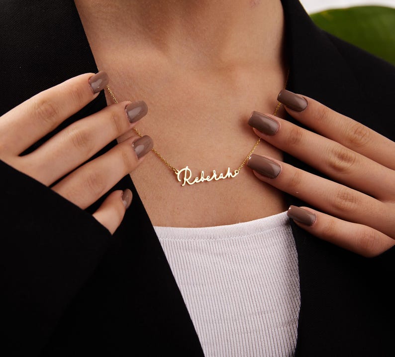 14K Solid Gold Name Necklace, Personalized Jewelry, Custom Name ...