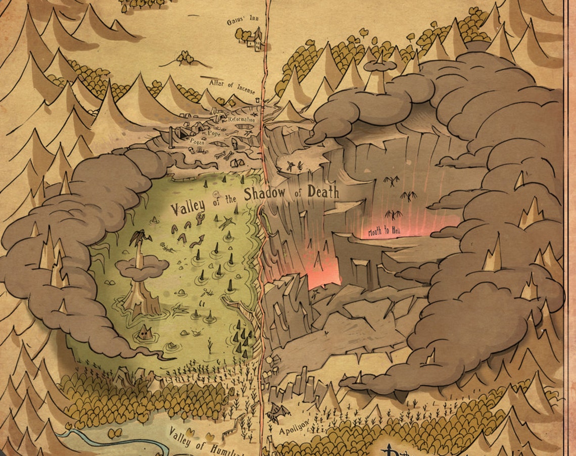 Pilgrim's Progress Maps Hand Drawn Vintage Style - Etsy