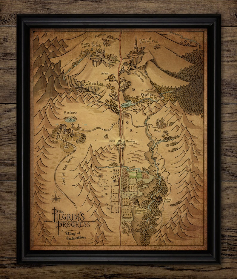 Pilgrim's Progress Maps - Hand Drawn Vintage Style - Christian's ...