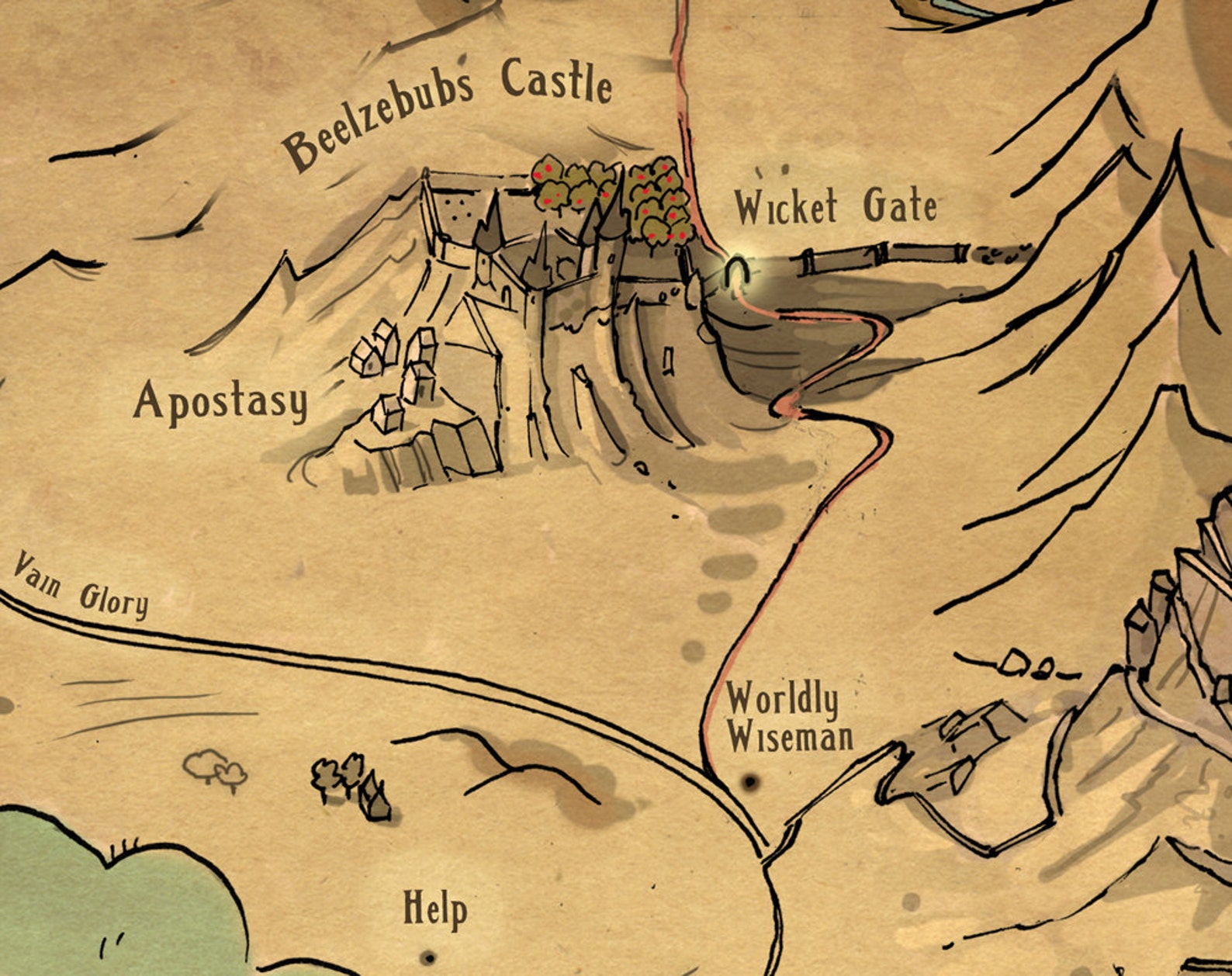 Pilgrim's Progress Maps - Hand Drawn Vintage Style - Christian's ...