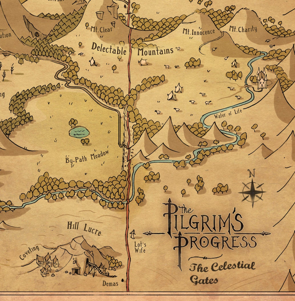 Pilgrim's Progress Maps - Hand Drawn Vintage Style - Christian's ...
