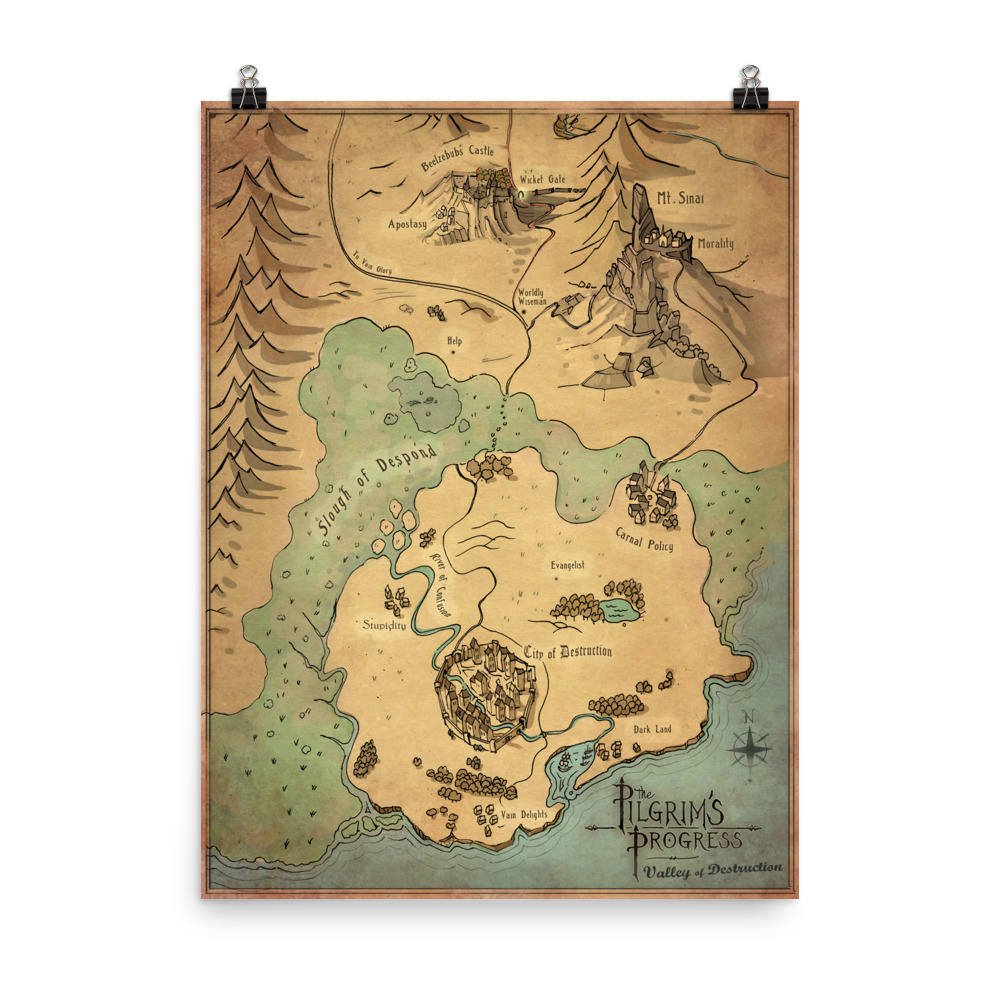 PRINT: Pilgrim's Progress Map 1, "the City of Destruction" - Etsy