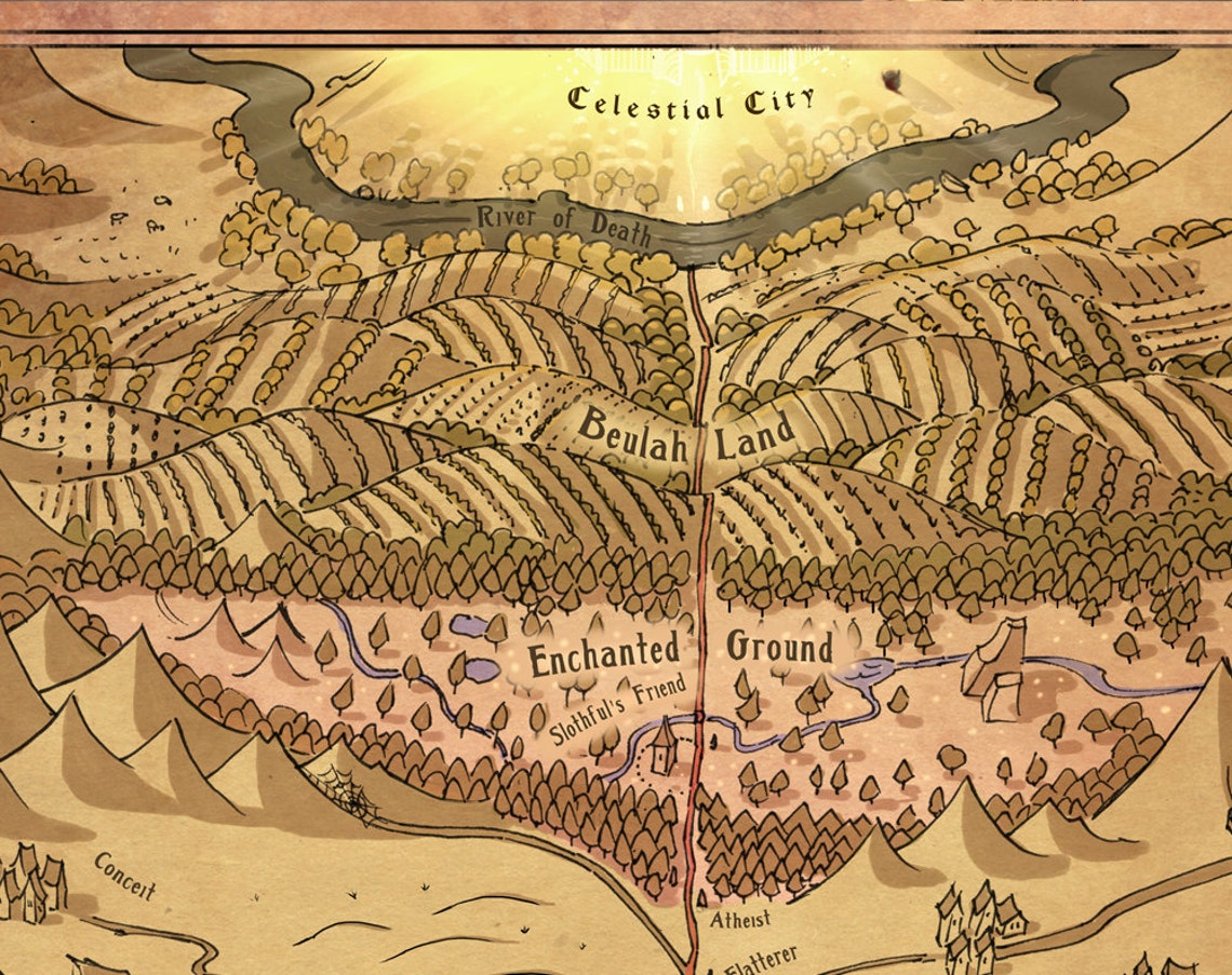 Pilgrim's Progress Maps Hand Drawn Vintage Style - Etsy