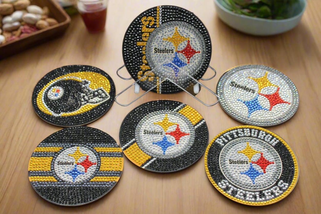 NFL AFC Pittsburgh Steelers 6 Pcs. Coaster Set With Plastic Stand ...
