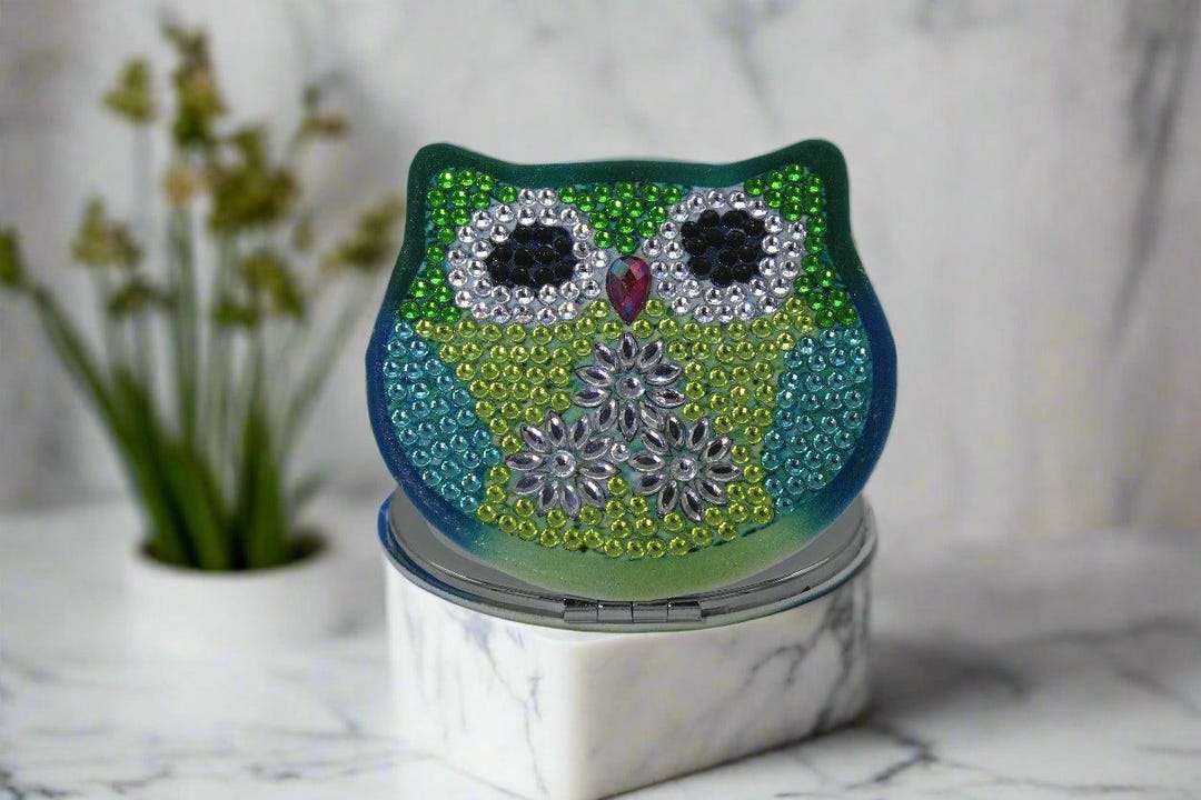 Cutest Ever Owl Shaped/round Green Owl Compact Mirror - Etsy