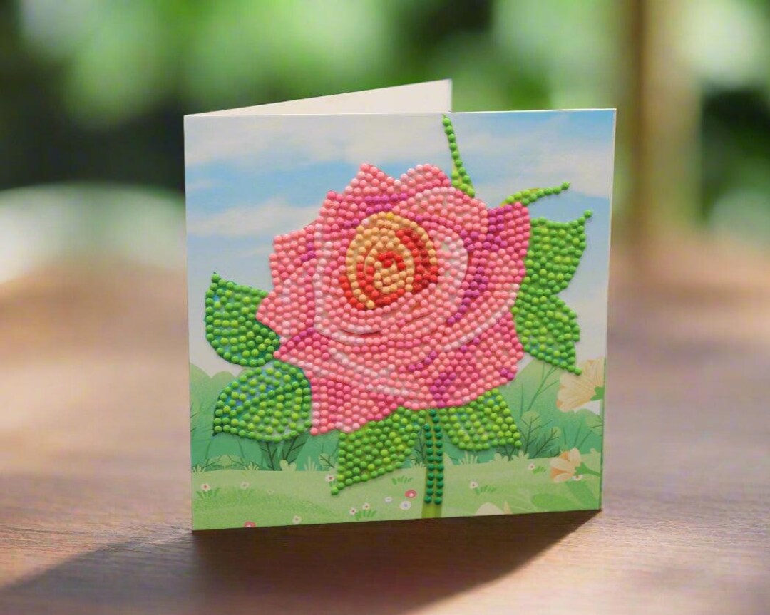 Huge Pink Singular Rose With Yellow Center and Foliage. Red, Green and ...