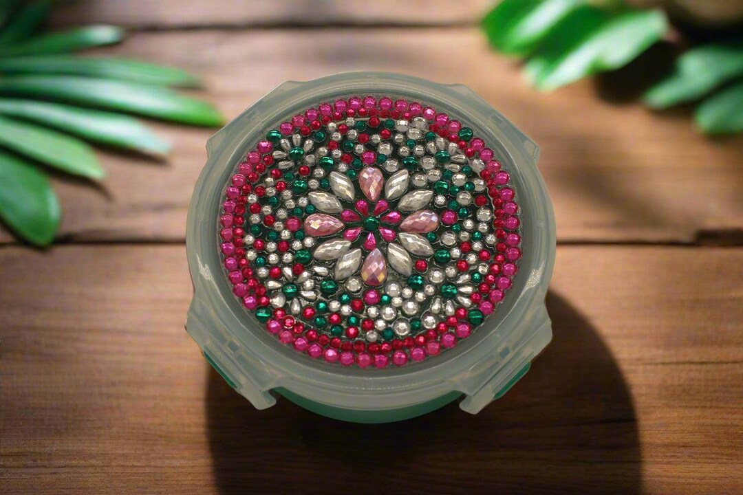 Diamond Art Custom Design Multi Purpose Divided Container Pink Green ...
