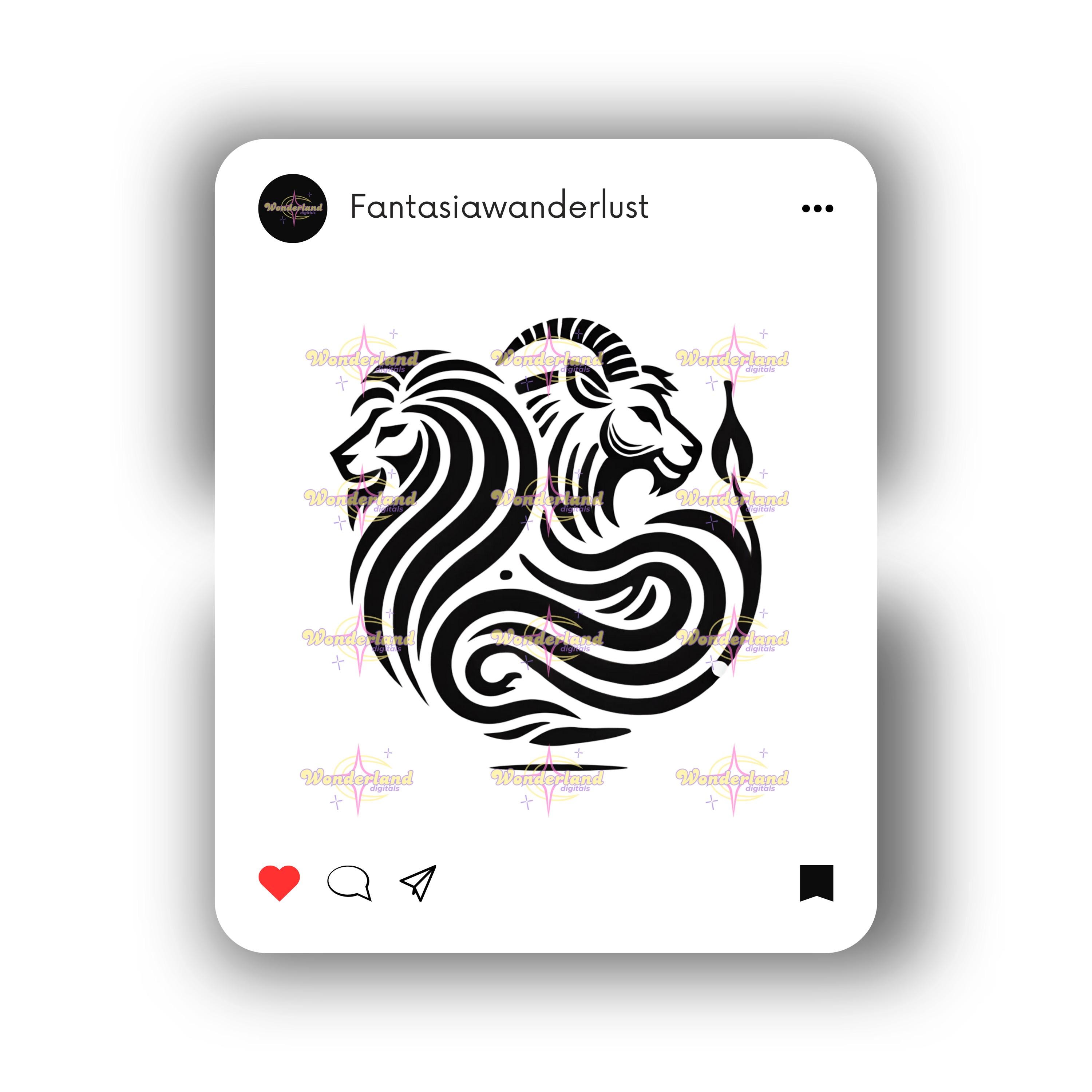 Chimera Tattoo Stencil Digital Download - Bold Tribal Lion, Goat & Serpent Mythical Design - Etsy