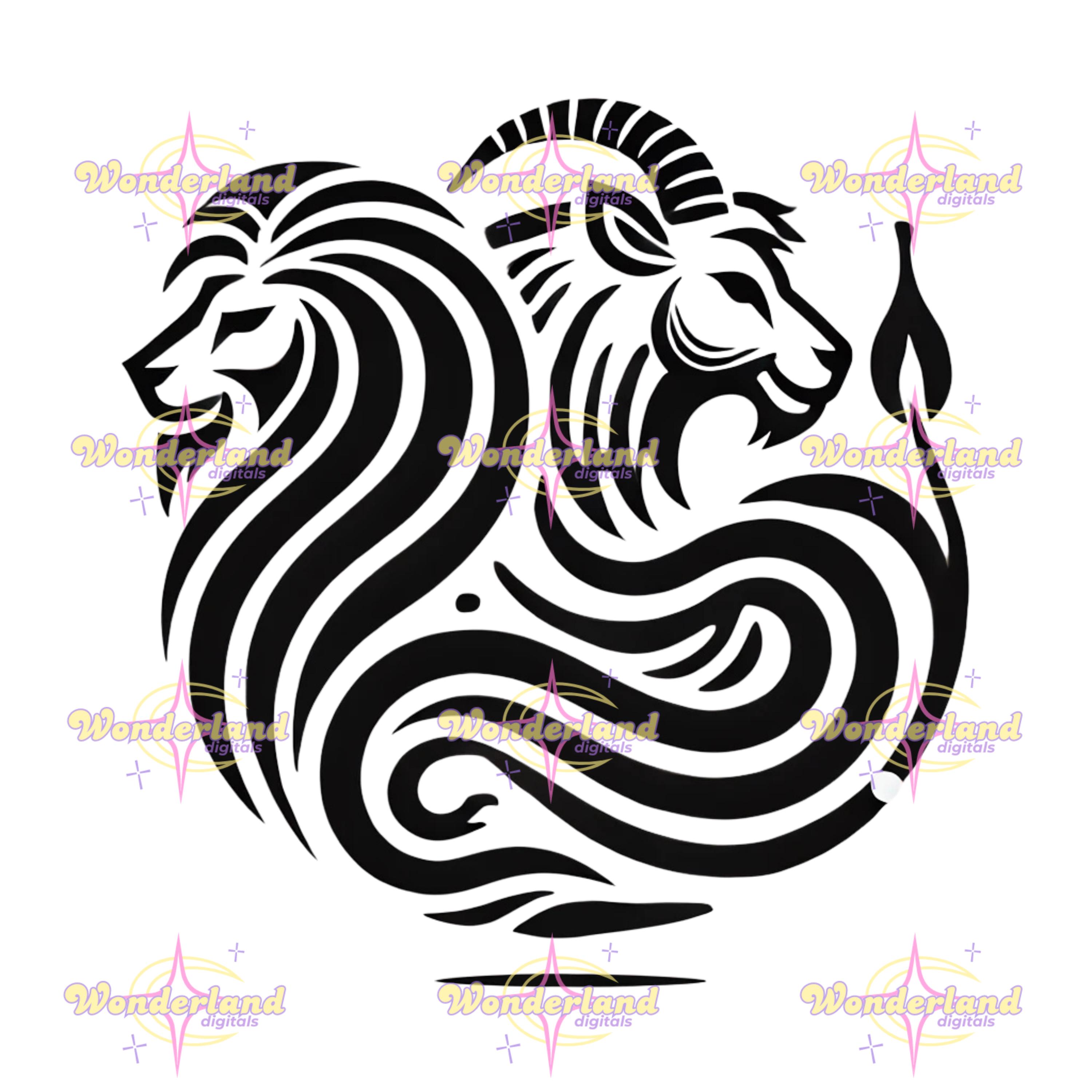 Chimera Tattoo Stencil Digital Download - Bold Tribal Lion, Goat & Serpent Mythical Design - Etsy