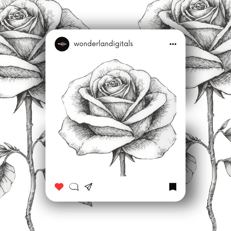 Minimal Rose Tattoo Stencils - Hand-drawn Micro Rose Designs | Elegant ...