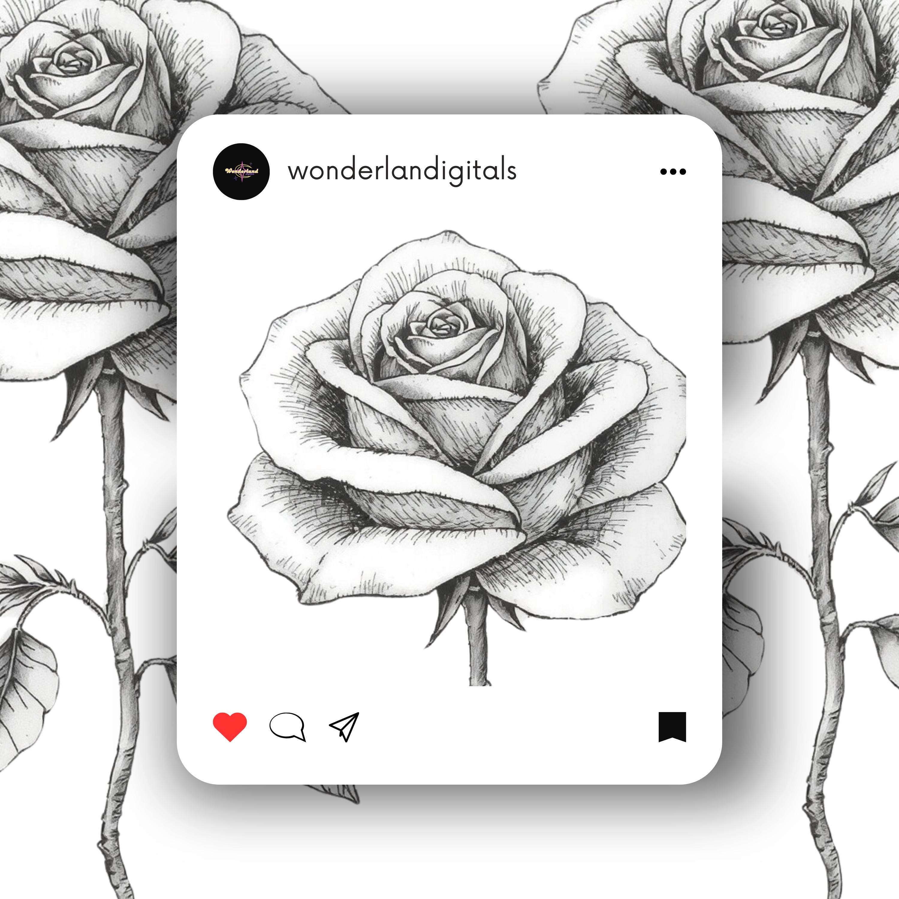 Minimal Rose Micro Tattoo Stencils Hand-drawn Rose Designs for Instant ...