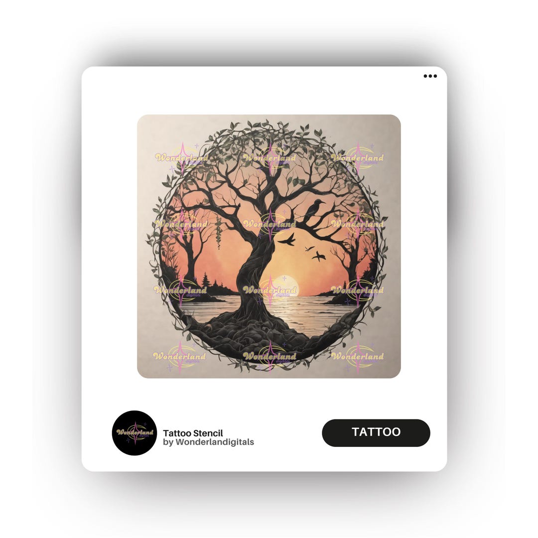 Tree of Life Tattoo Stencil - Sacred Symbolism Line Art - Nature ...